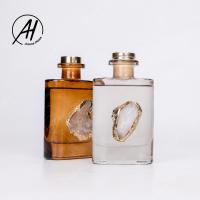 China Amber Grey Glass Bottle Crystal Fragrance Smokeless Reed Diffuser 180ML For Home for sale