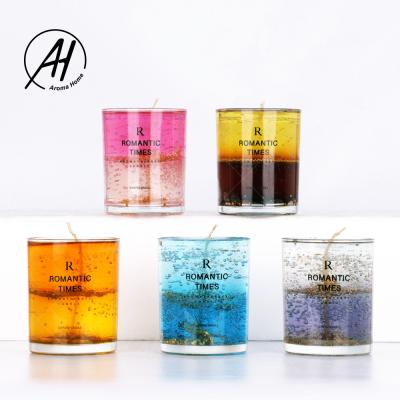 China Glass Jar Crystal Gel Flower Jelly Wax Scented Candles Romantic Handmade for sale