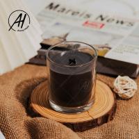 China Custom Transparent Jar Black Soy Wax Vanilla Scent Candle With Wooden Lids for sale
