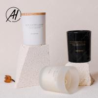 China Perfumed Big Essential Oil Black White Matte Glass Jar 100% Soy Wax Spa Candle for sale