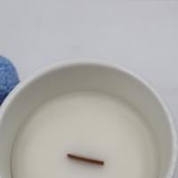 China Aroma Sensation Scented White Ceramic Candle With Wood Wick for sale