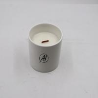 China Aroma Sensation Scented White Ceramic Candle With Wood Wick for sale