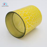China 9cl Yellow Electroplated Glass Jar Scented Candle With Cracked Pattern for sale