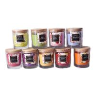 China Aroma Home Red Candy Glass Candle Custom Scented with wooden lid for sale