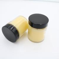 China Lemon Verbena Yellow Glass Jar Scented Candle Hand Poured Soy Candles With Black Lid for sale