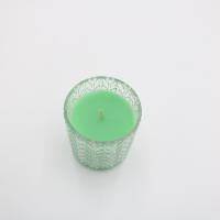 China Custom 7.5oz Green Votive Glass Jar Scented Candle Soy Wax With Lids for sale