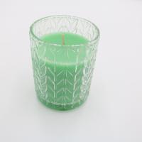 China Custom 7.5oz Green Votive Glass Jar Scented Candle Soy Wax With Lids for sale