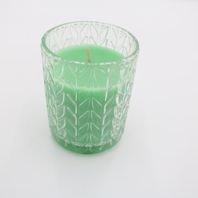 China Custom 7.5oz Green Votive Glass Jar Scented Candle Soy Wax With Lids for sale