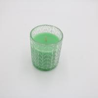 China Custom 7.5oz Green Votive Glass Jar Scented Candle Soy Wax With Lids for sale