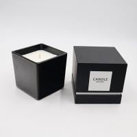 China 100 Percent Soy Black Square Glass Jar Scented Candle Lemon Verbena for sale