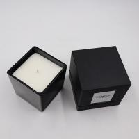 China 100 Percent Soy Black Square Glass Jar Scented Candle Lemon Verbena for sale