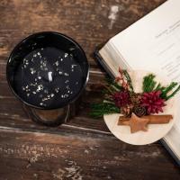 China 7oz Black Glass Jar Scented Candle Coconut And Lime With Wooden Lid for sale