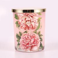 China Pastel 14.5oz Glass Jar Scented Candle Eucalyptus Camellia With Customized Fragrance for sale