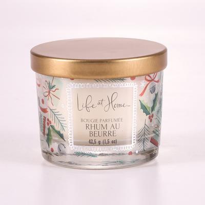 China Custom Printed MSDS Mini 1.6oz Scented Cocktail Glass Candles Jar With Metal Lid for sale