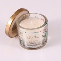China Custom Printed MSDS Mini 1.6oz Scented Cocktail Glass Candles Jar With Metal Lid for sale