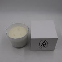 China 3 Wick Large White Glass Jar Scented Candle Container 24oz for House for sale