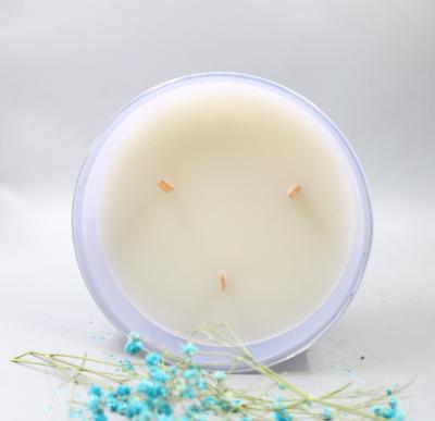China Natural Soy Wax Scented Glass Small Jar Candle Wooden Wick For House for sale