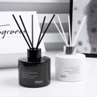 China Custom Black & White Aroma Reed Diffuser Set Sea Salt Fig 150mlx2 for sale