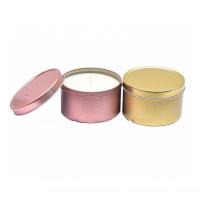 China Gold Sliver Scented Soy Tin Can Candle In Bulk 5.5oz for sale