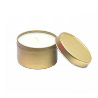 China Gold Sliver Scented Soy Tin Can Candle In Bulk 5.5oz for sale