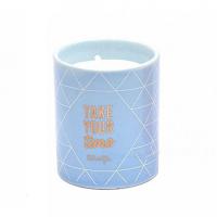 China Blue Pink Soy Wax Large Ceramic Candle In Pottery Pot 16oz for sale