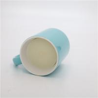 China Aroma Home Shiny Blue Round Tea Cup Scented Ceramic Soy Candle 5.5oz for sale