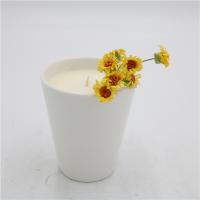 China Aroma Home Tea Cup Ceramic Soy Candle Scented Matte White 7oz for sale