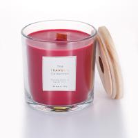 China Glass Jar Scented Candle 380g Wax Weight With Wooden Lid for sale