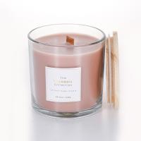 China Glass Jar Scented Candle 380g Wax Weight With Wooden Lid for sale