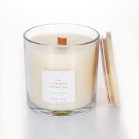 China Glass Jar Scented Candle 380g Wax Weight With Wooden Lid for sale