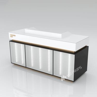 China White Wooden Jewellery Lockable Retail Display Cabinets Cash Counter For Shops for sale