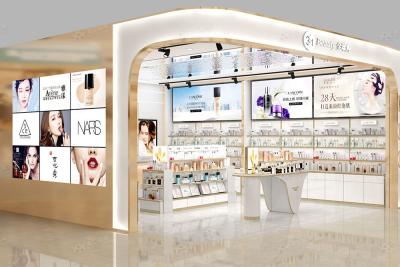 China 36Sqm Glossy Beauty Store Furniture Fixtures And Displays Shelf for sale