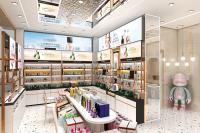 China Gold Rush Series Case 54sqm Makeup Display Showcase for Cosmetic Store Design for sale