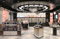 China Gold Rush Series Case 100sqm Perfume Shop Display for Cosmetic Shop Design for sale