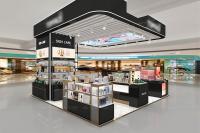 China Wood Beauty Kiosk Cosmetic Shop Retail Shelving Display Furniture for sale