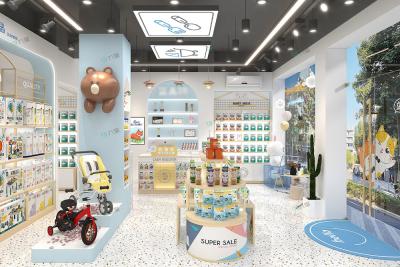 China Klein Blue Merch Display Rack Shelf Retail Fixtures For Baby Shop Customizable 50Sqm for sale