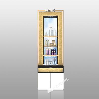 China Multidirectional Cosmetics Perfume Display Cabinet Shelves Lighting System For Airports for sale