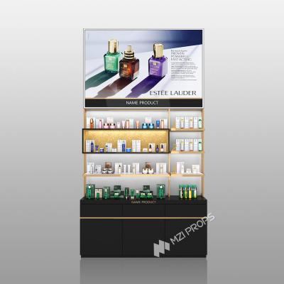 China Beauty Store Wallpaper Retail Skincare Display Cabinet With 40mm Light Box for sale