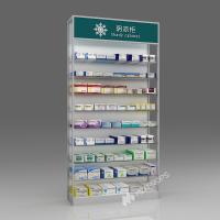 China JYaS-YB-06 Eco-friendly Community Pharmacy Shade Cabinet with White Glossy Boards and Clear Glass Shelves for sale