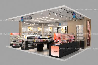 China Brand Beauty Kiosk Booth Gondola Shelving Units Makeup Store Display Furniture for sale