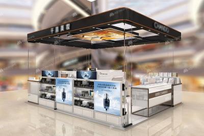 China Cosmetic Retail Display Kiosk Design Gondola Shelving Double Sided for sale