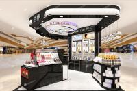China Makeup Product Display Shelves Cosmetic Mall Kiosk Gondola Retail Fixtures for sale