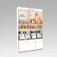 China Cosmetic Skincare Display Rack Cabinet Store Wall Fixtures With Light Box for sale
