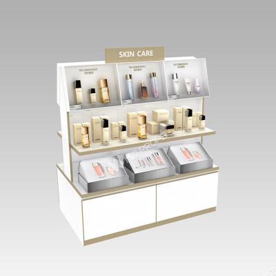 China Laminated Wood Retail Display Solutions Beauty Store Fixture Companies for sale