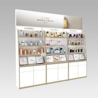 China Modern Skincare Display Shelves Quality Store Fixtures White Wooden Multilayer Rack for sale