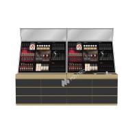 China Wooden Black Makeup Skincare Display Rack Wall Display Gondola Store OEM for sale