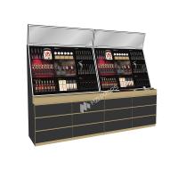China Wooden Black Makeup Skincare Display Rack Wall Display Gondola Store OEM for sale