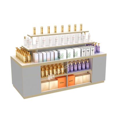 China High End Cosmetic Store Skincare Retail Display Wood Shelf Fixtures for sale