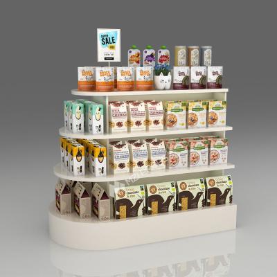 China Arc Shaped Modular Retail Island Display Unit Wooden Shelf Furniture for sale