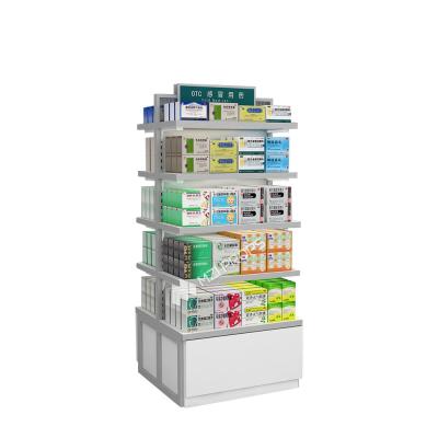 China JYaS-YZ-03B Medicine Store Counter Small Island Cabinet Painting Display Racks For Store Design For Small Shop for sale